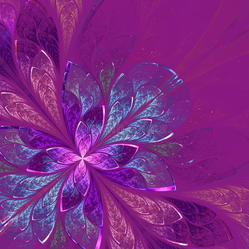 Beautiful Fractal Flower In Blue And Violet Stock Illustration