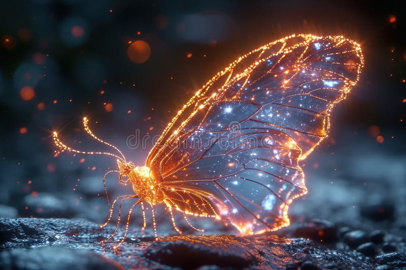 A Beautiful, Fragile Luminescent Neon Butterfly. Generative AI Stock ...