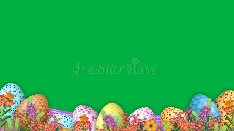 Beautiful Frame of Decorated Easter Eggs on Green Screen Stock Video ...