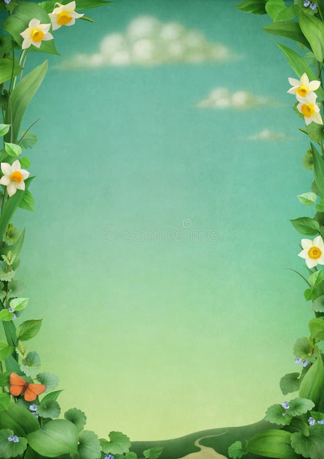 Frame of spring flowers. stock illustration. Illustration of colorful ...