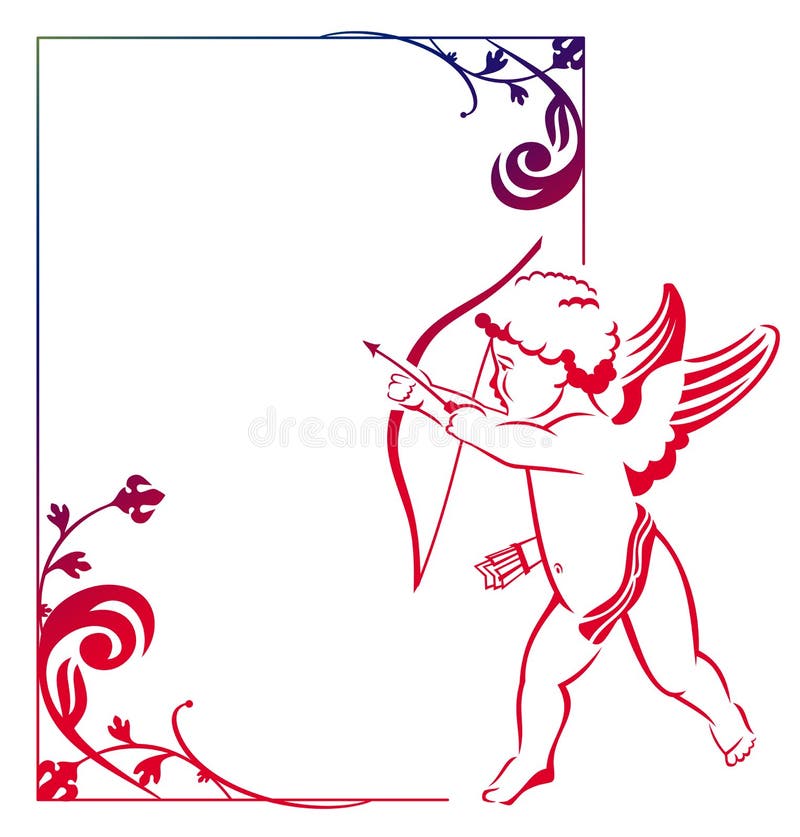 Beautiful Frame with a Flying Cupid Stock Illustration - Illustration ...