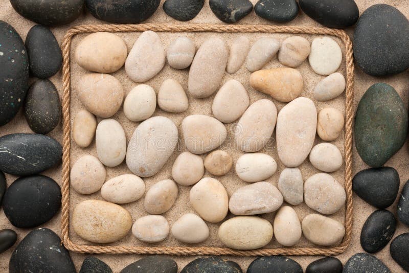 Beautiful Frame Made of Rope with Black and White Stones on the Stock ...