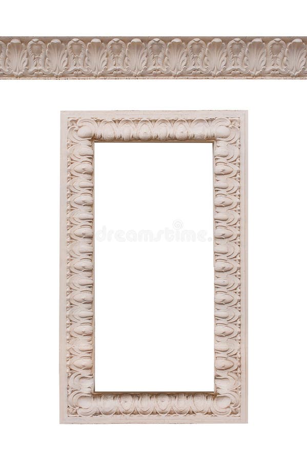 Beautiful Frame and Ornament Bas-relief on a White Background Stock ...