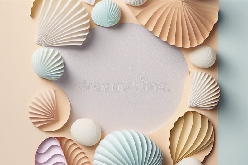 Beautiful Frame with Seashells. Generative AI Stock Illustration ...