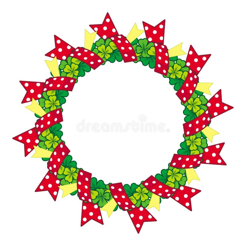 Beautiful Frame in Shape of Wreath with Clover Stock Illustration ...