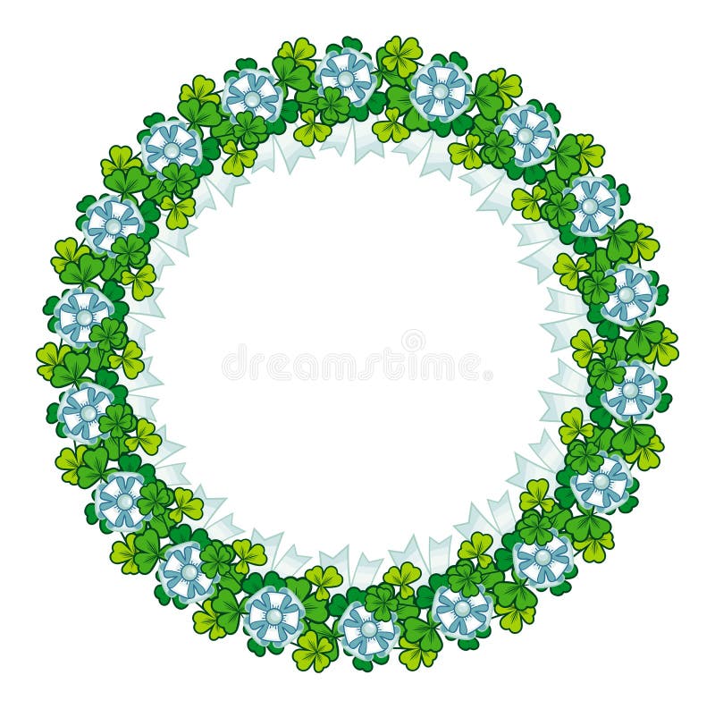 Beautiful Frame in Shape of Wreath with Clover and Bows Stock ...