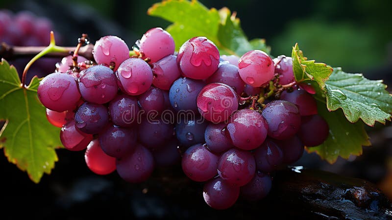 Beautiful Grapes with Dew Droplets Stock Illustration - Illustration of ...