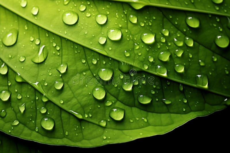 A Beautiful Fresh Green Leaf Covered with Raindrops and Highlighted by ...