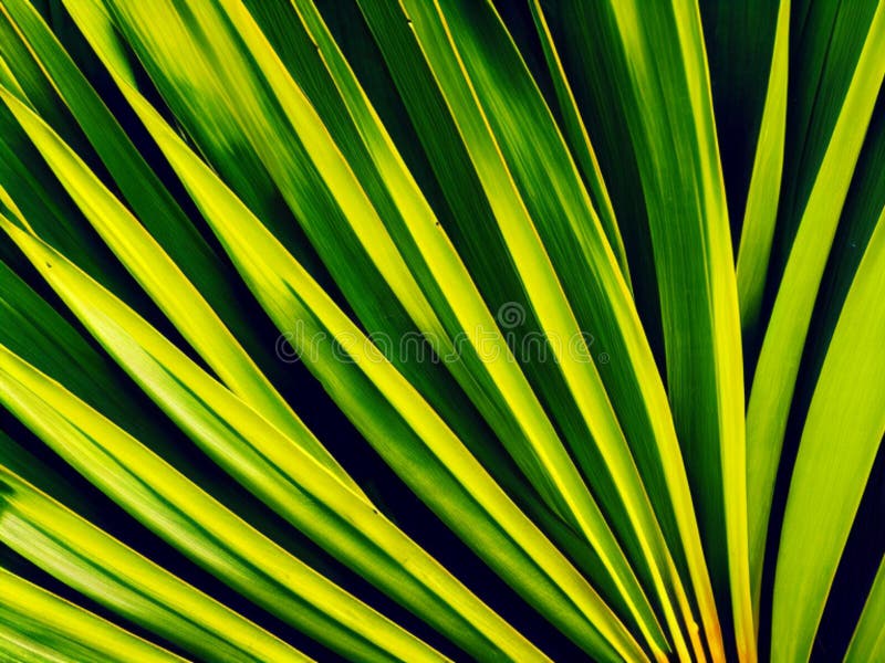 Beautiful Fresh Green Long Striped Palm Leaves. Generated by AI Stock ...
