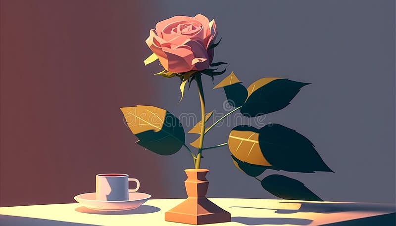 Beautiful Fresh Pink Rose Isolated, Generative AI. Stock Illustration ...