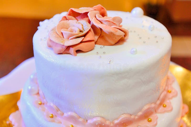 Beautiful Fresh Wedding Cake. Tasty Wedding Event Stock Photo - Image ...