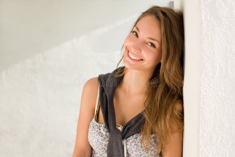 Beautiful Friendly Brunette Girl. Stock Image - Image of camera ...