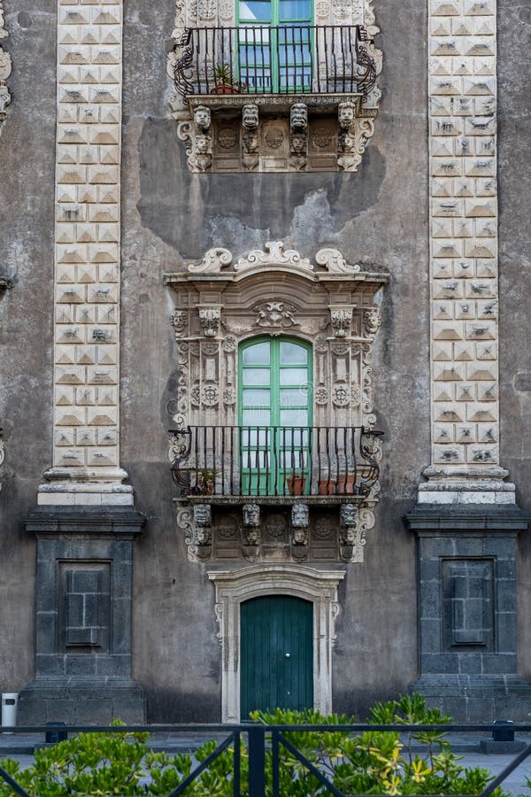 Beautiful Front of Building with Details in Catania, Sicily, Italy ...
