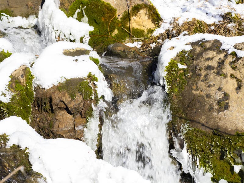 Frozen waterfall river , stock image. Image of nature - 239620123