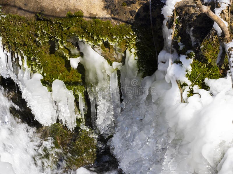 Frozen waterfall river , stock photo. Image of idyllic - 239620150