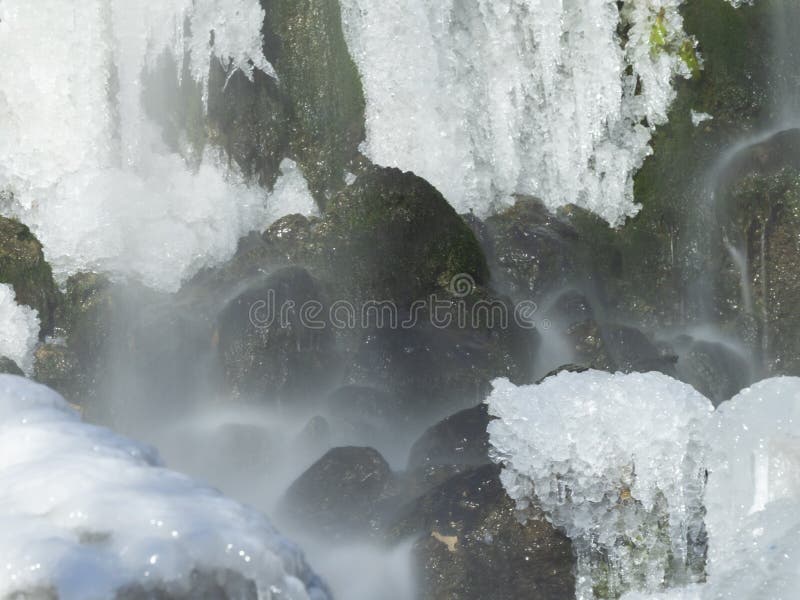 Frozen waterfall river , stock image. Image of season - 239620205