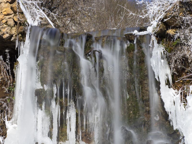 Frozen waterfall river , stock photo. Image of december - 239620266