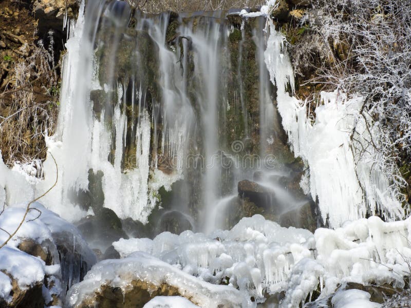 Frozen waterfall river , stock photo. Image of romania - 239620274