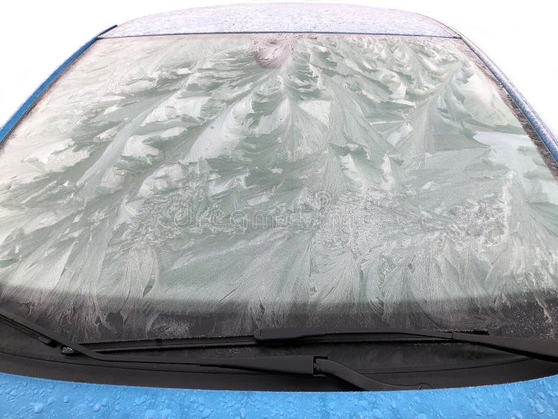 Beautiful Frozen Windshield of Car with Beautiful Figures Stock Image ...
