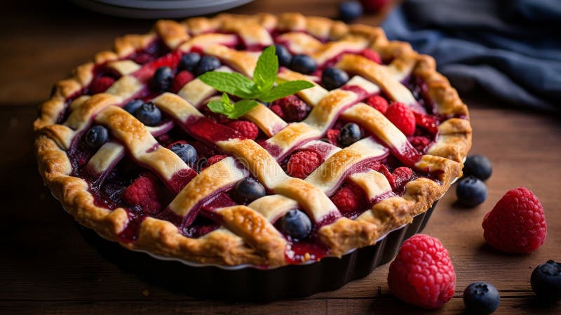Beautiful Fruit Berry Pie Lattice Crust Stock Illustration ...