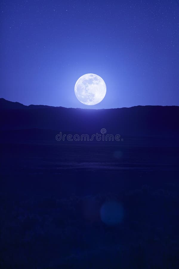 Beautiful Full Moon Over the Mountains. Contour of the Mountains Disk ...