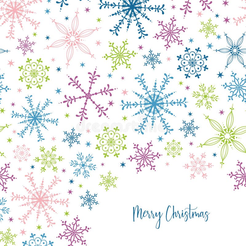 Beautiful and Fun Snowflake Seamless Pattern - Hand Drawn and Colorful ...