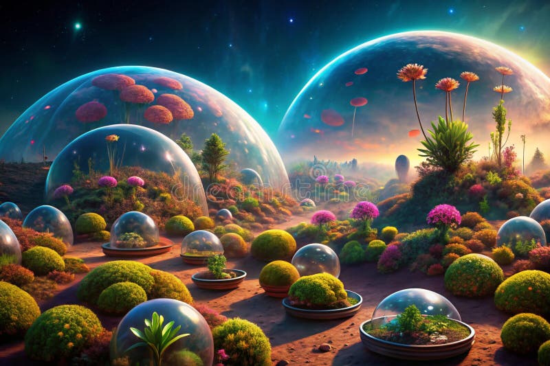 Beautiful Future Terraforming Plants Stock Illustration - Illustration ...