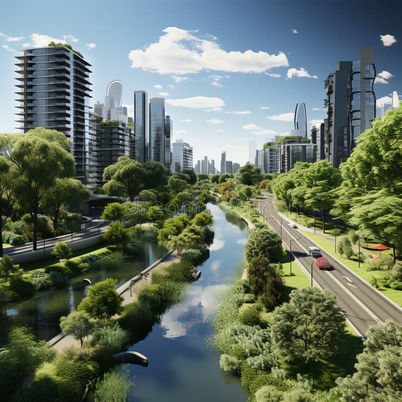 A Beautiful Futuristic Cityscape Stock Image - Image of wallpaper ...