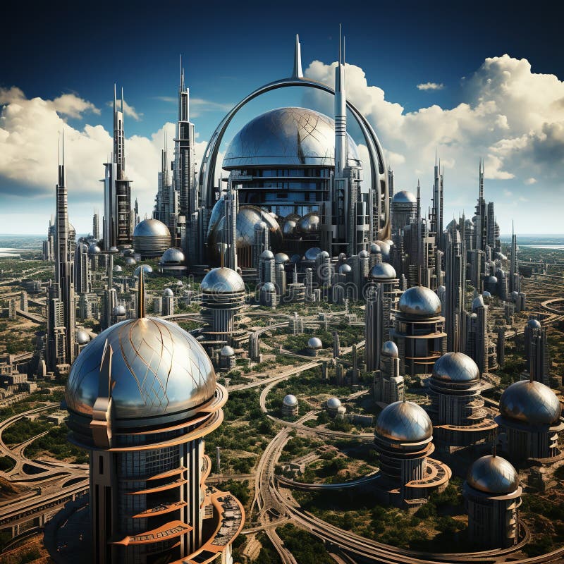 A Beautiful Futuristic Cityscape Stock Image - Image of skyline ...