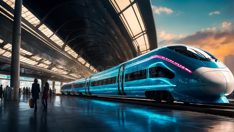 Beautiful Futuristic Train Industrial Stock Illustration - Illustration ...