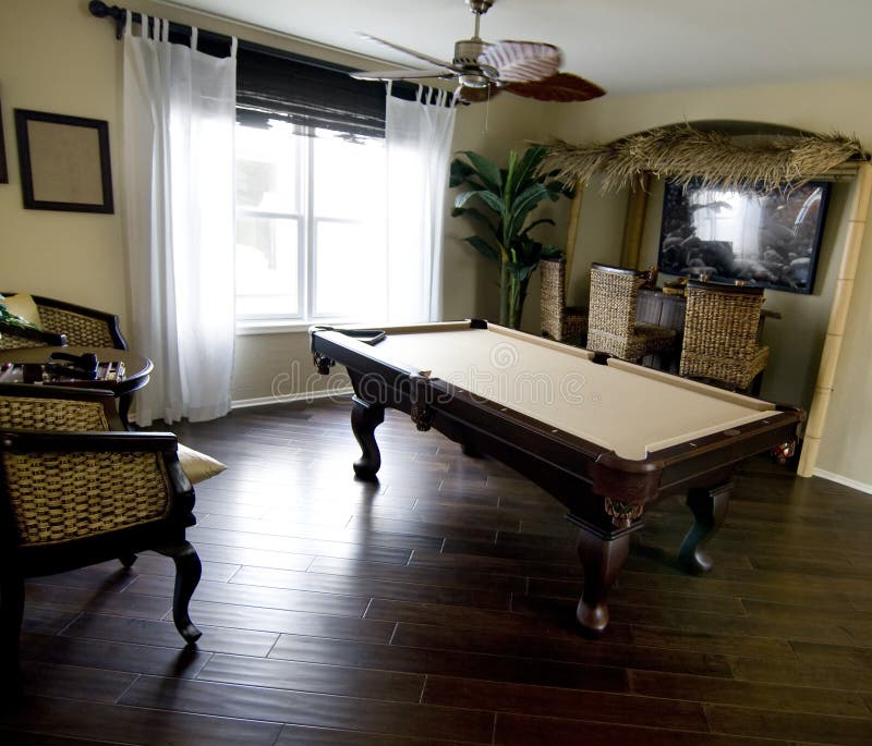 Beautiful Game Room Area in New Home Stock Image - Image of round ...