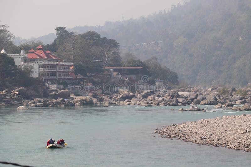 Beautiful Ganges Captured Well with Clouds Mist and Water Around Stock ...