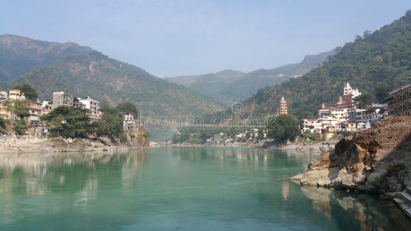 Beautiful Ganges River Flows through Rishikesh, India. Stock Image ...