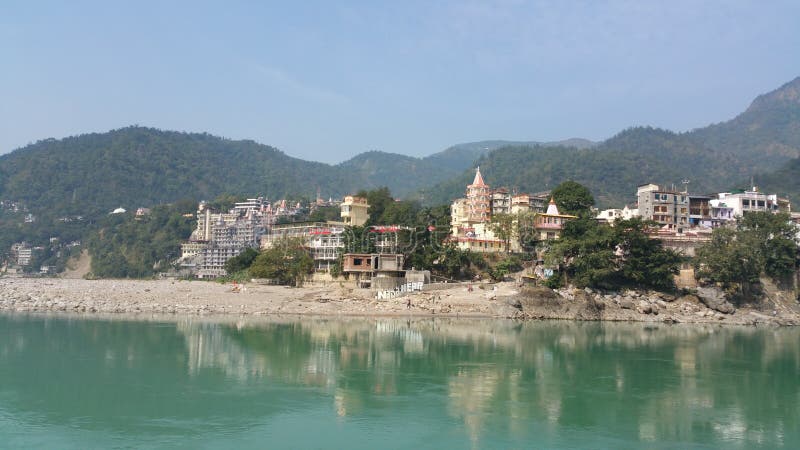 Beautiful Ganges River Flows through Rishikesh, India. Stock Photo ...