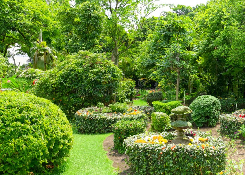 Beautiful garden ai stock illustration. Illustration of pond - 287660742