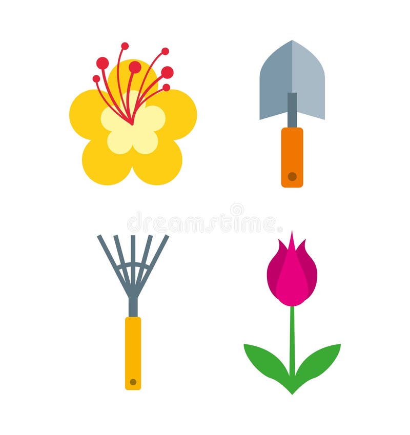 Beautiful Garden Flat Icons Stock Vector - Illustration of decorative ...