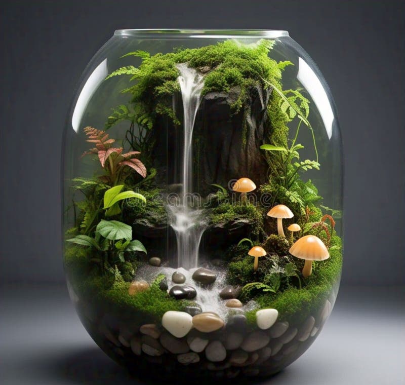 Beautiful Garden in a Glass Jar.Generative Ai Stock Illustration ...