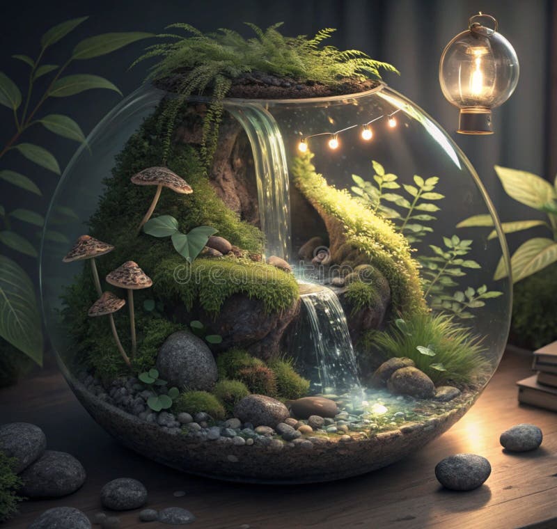 Beautiful Garden in a Glass Jar.Generative Ai Stock Illustration ...
