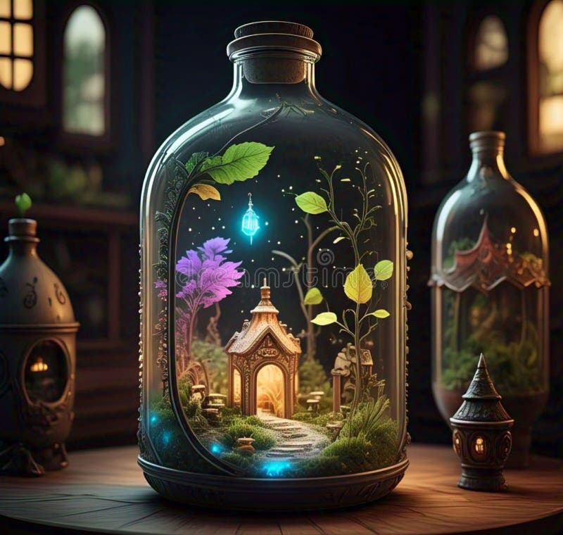 Beautiful Garden in a Glass Jar.Generative Ai Stock Illustration ...