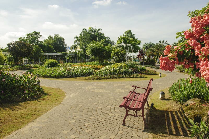 Beautiful Garden in the Morning Stock Image - Image of design ...