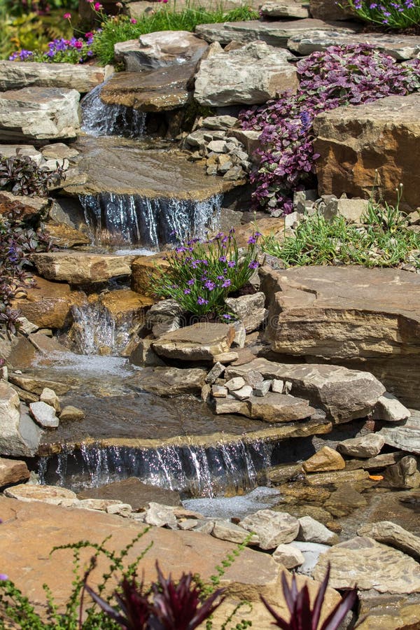 Rockery Waterfall stock image. Image of gardens, sault - 53274209