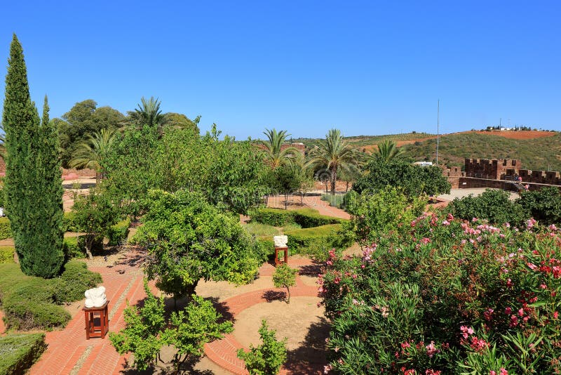A Beautiful Garden Scene Inside the Castle Grounds at Silves in the ...