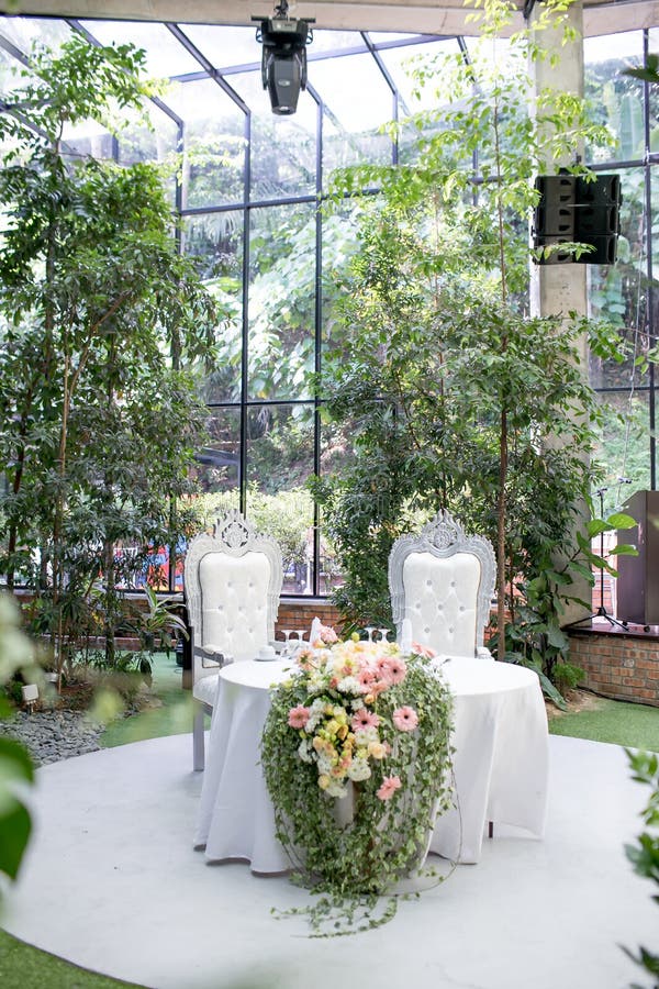 Beautiful Garden Wedding Setup. Flora Theme Stock Photo - Image of ...