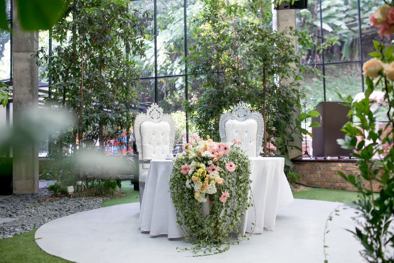 Beautiful Garden Wedding Setup. Flora Theme Stock Photo - Image of ...