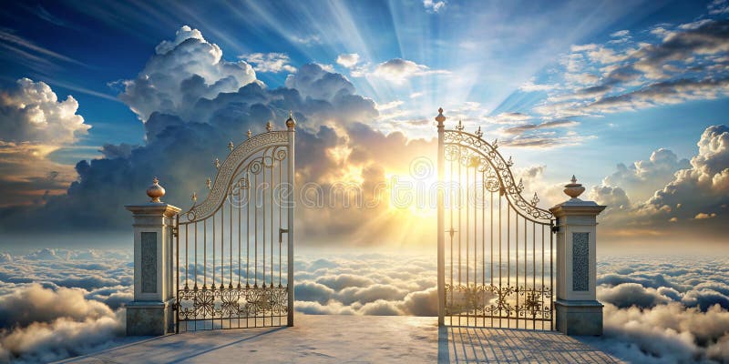 Beautiful Gate in the Sky with Clouds 3D Rendering AI Generated Stock ...