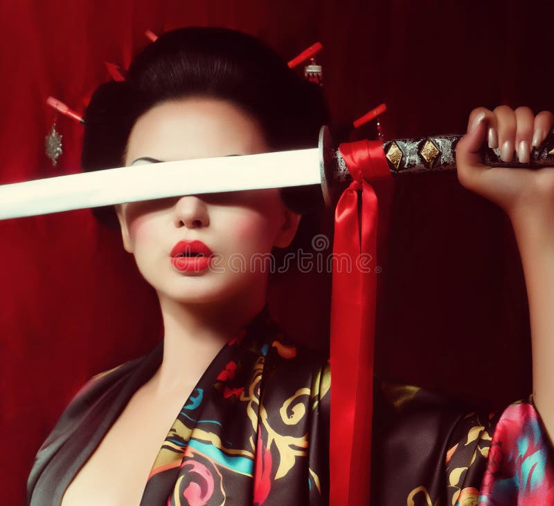 Beautiful geisha in kimono stock image. Image of female - 36800737