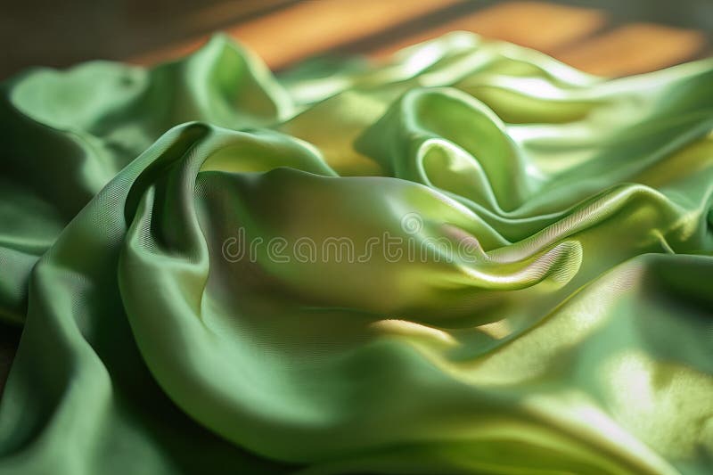 Beautiful Gently Crumpled Green Silk Fabric on Floor Stock Illustration ...