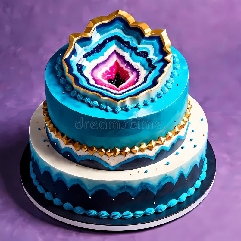 Beautiful Geode Crystal Cake, Dessert Illustration Wallpaper Stock ...