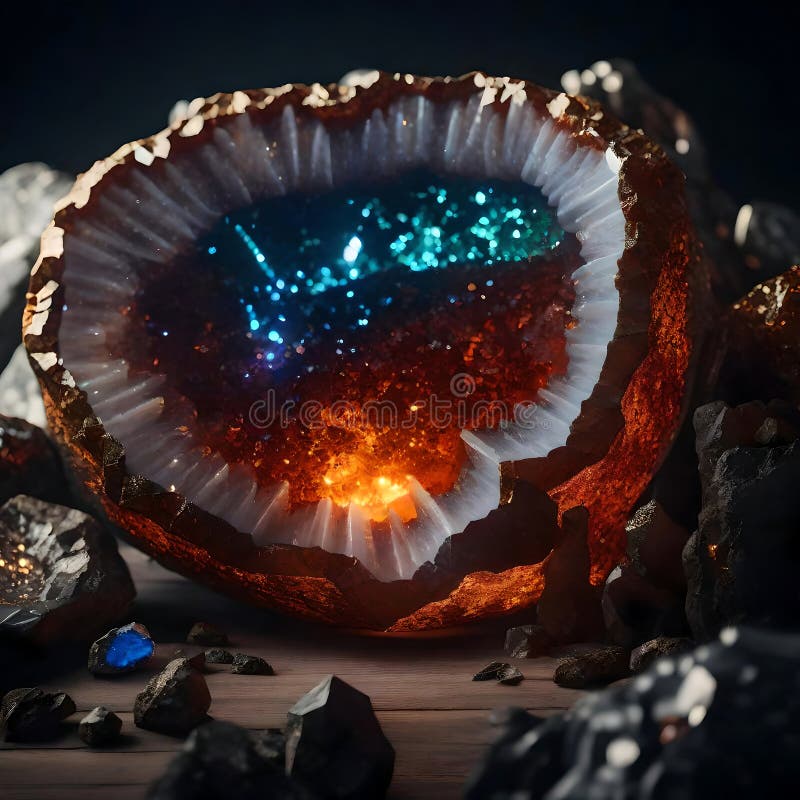 Beautiful Geode Stone Opened - Ai Generated Image Stock Illustration ...