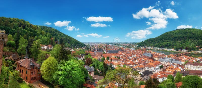 Beautiful Germany, Panoramic Image of Heidelberg in Spring Stock Image ...